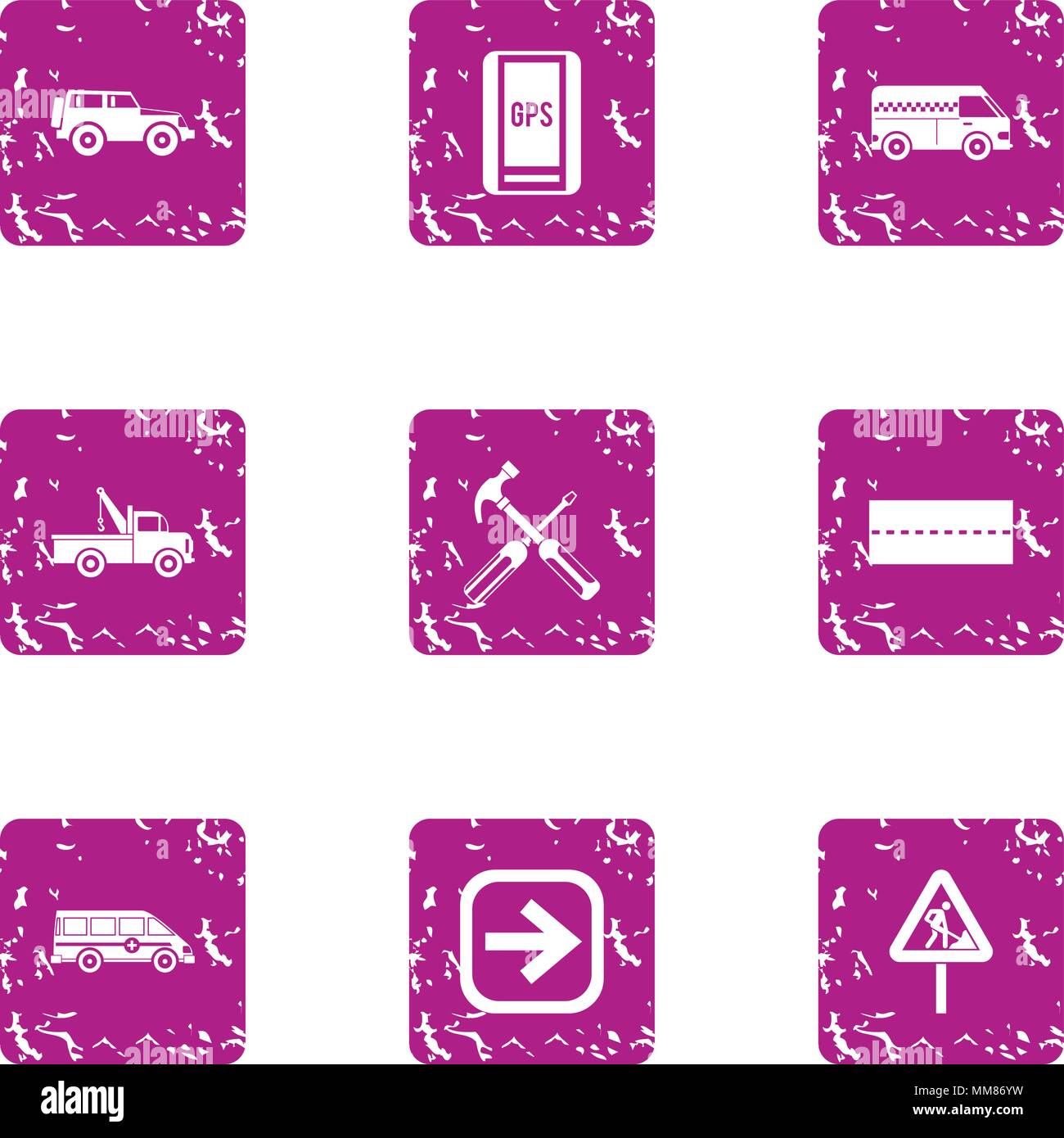 Car fix icons set, grunge style Stock Vector Image & Art - Alamy