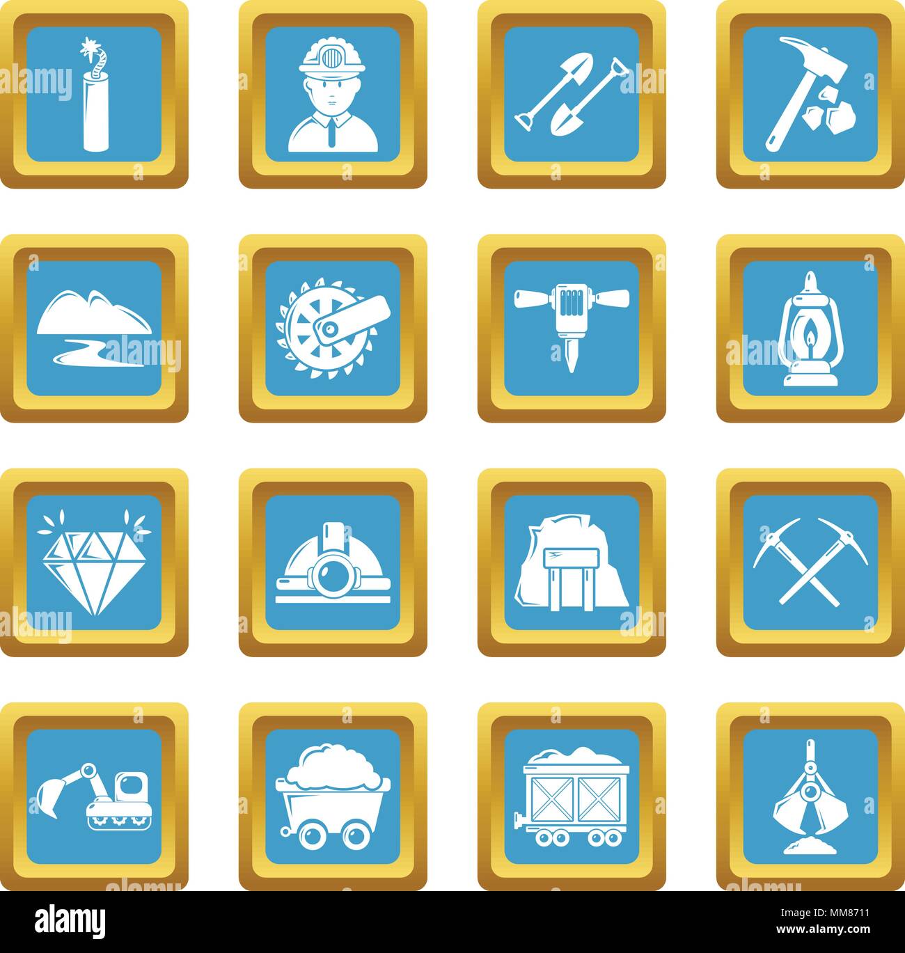 Mining minerals business icons set sapphirine square vector Stock ...