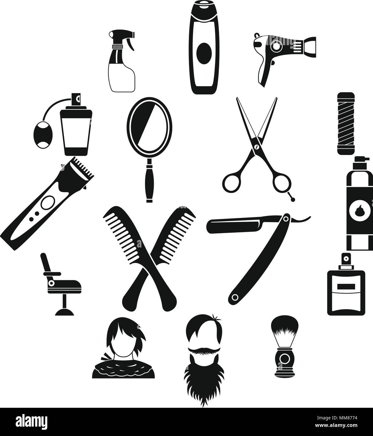 Hairdressing icons set, simple style Stock Vector Image & Art - Alamy