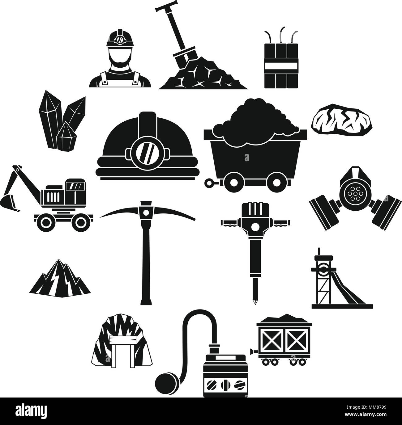 Miner icons set, simple style Stock Vector Image & Art - Alamy