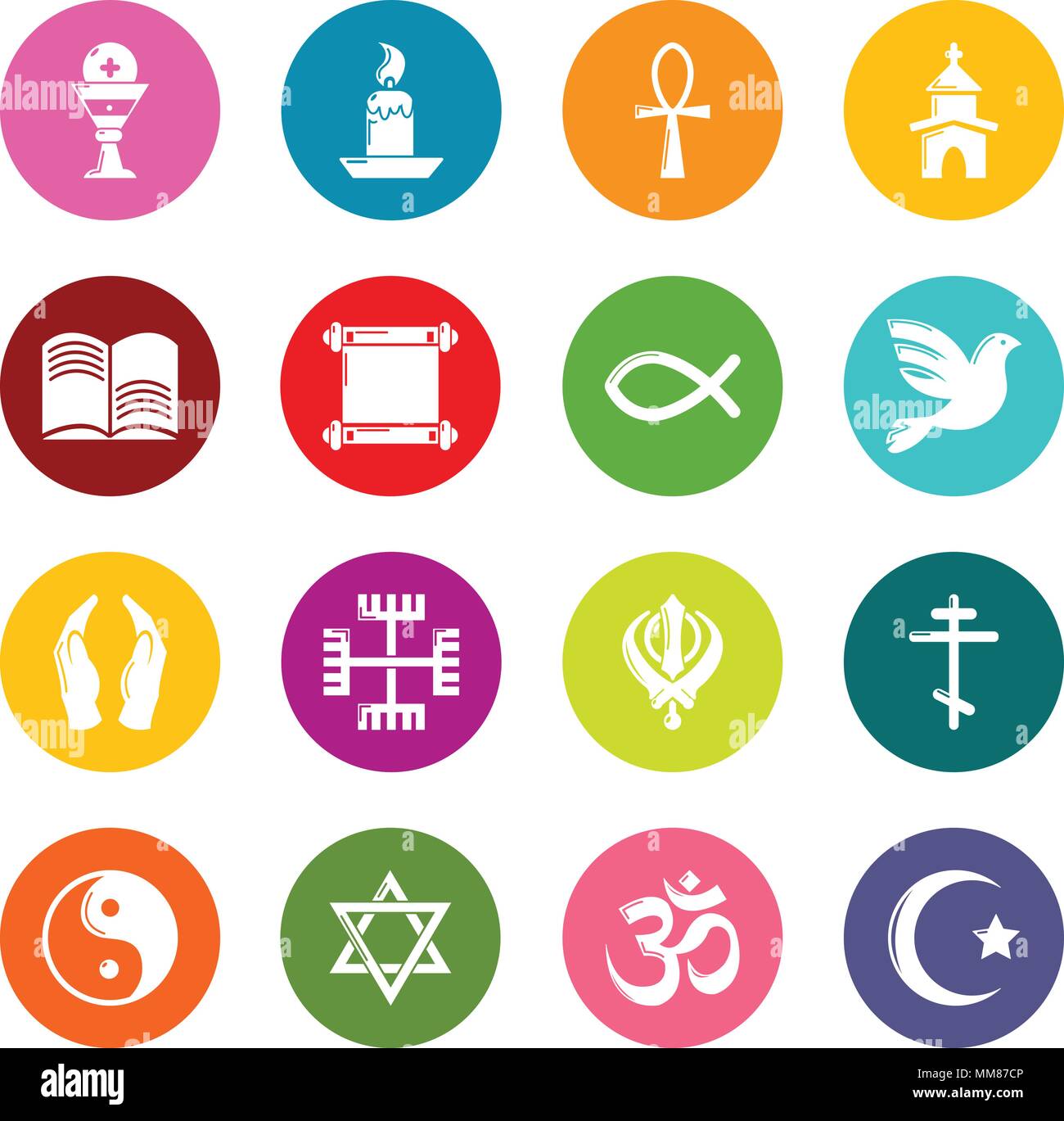 Religion icons set colorful circles vector Stock Vector Image & Art - Alamy