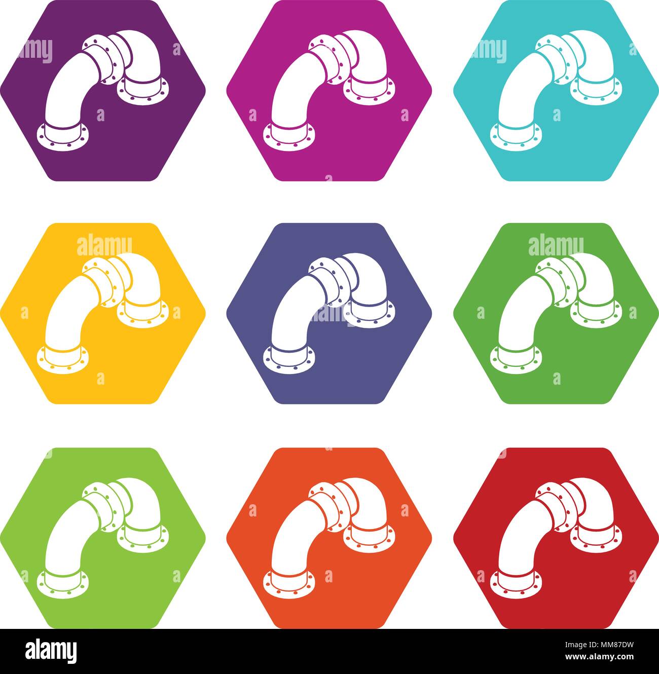 Curved pipe icons set 9 vector Stock Vector Image & Art - Alamy