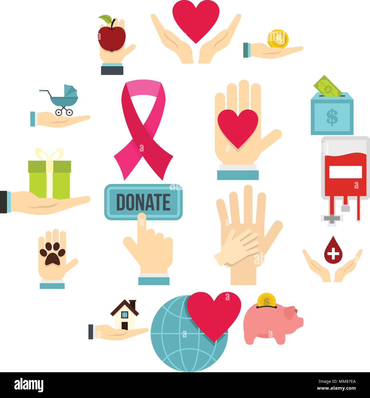 Charity set flat icons Stock Vector Image & Art - Alamy Charity set flat icons Stock Vector Image & Art - Alamy