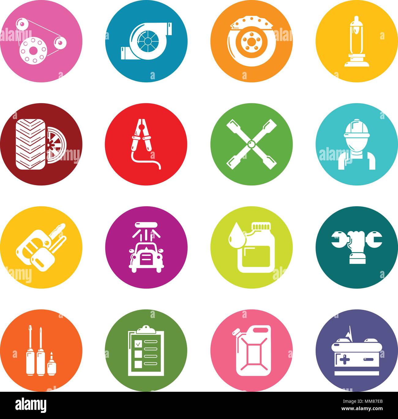 Auto repair icons set colorful circles vector Stock Vector Image & Art ...