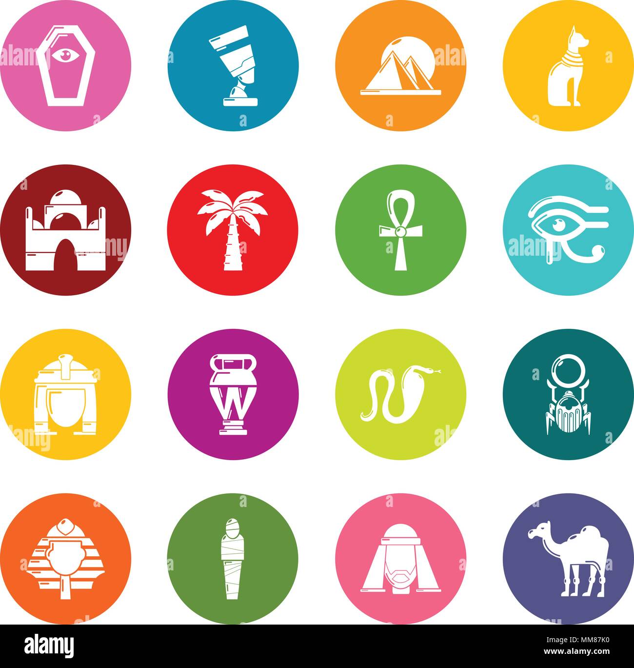 Egypt travel icons set colorful circles vector Stock Vector Image & Art ...