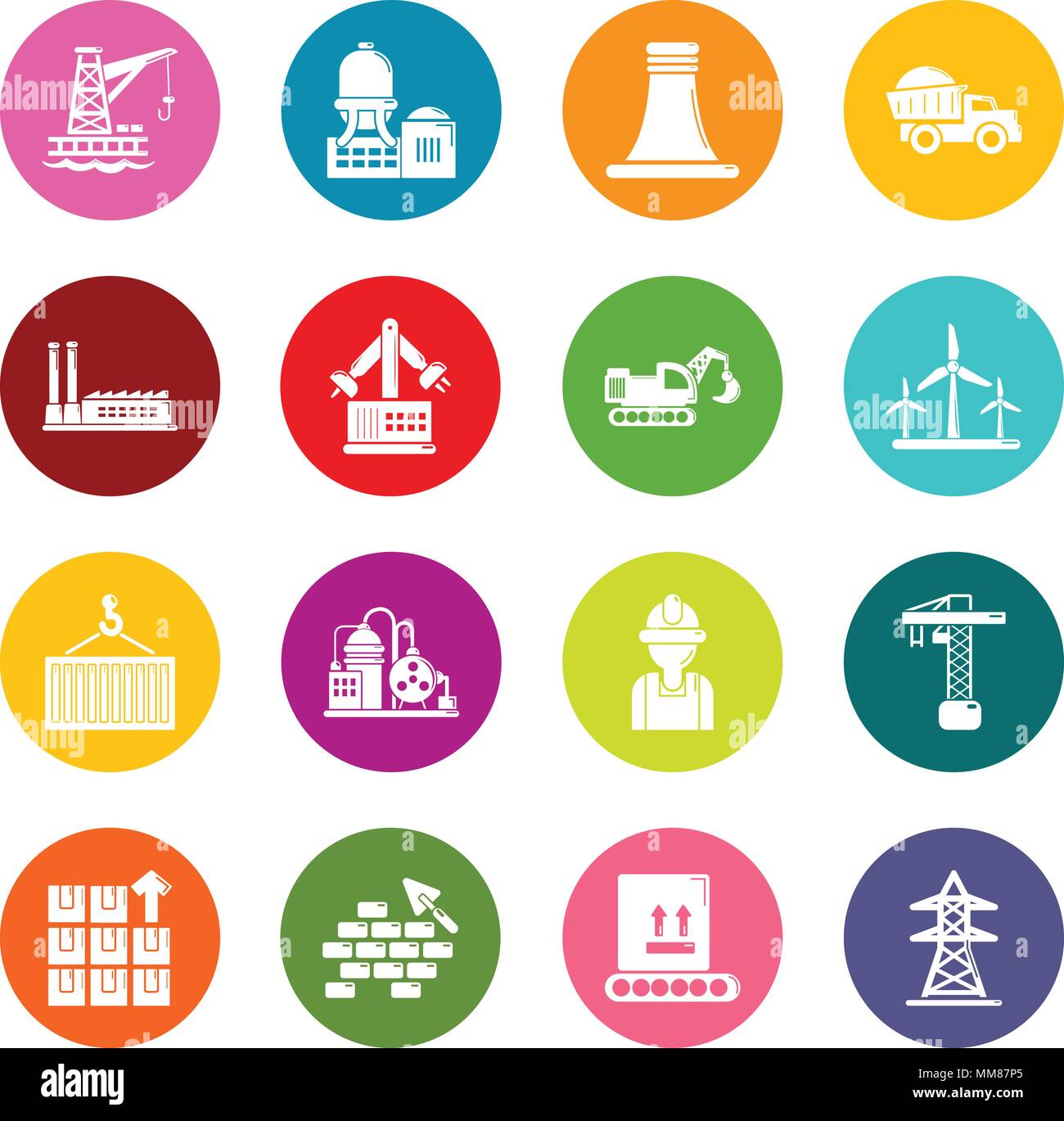 Industry icons set colorful circles vector Stock Vector Image & Art - Alamy