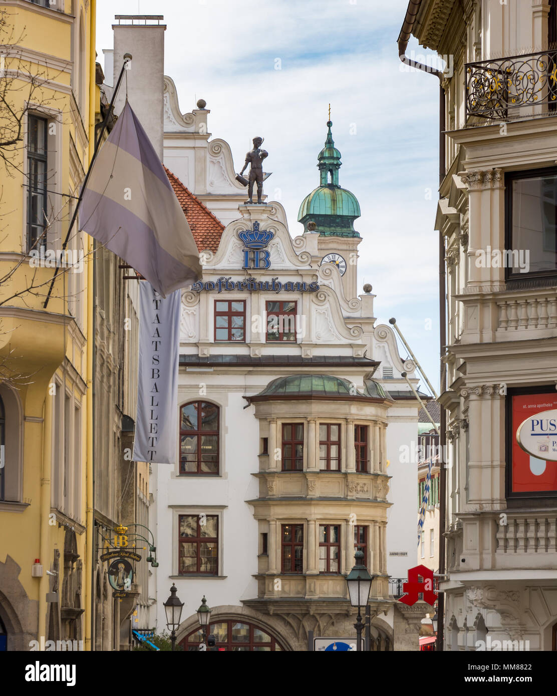 MUNICH, GERMANY - APRIL 4: The Hofbraeuhaus, a famous beer hall in ...
