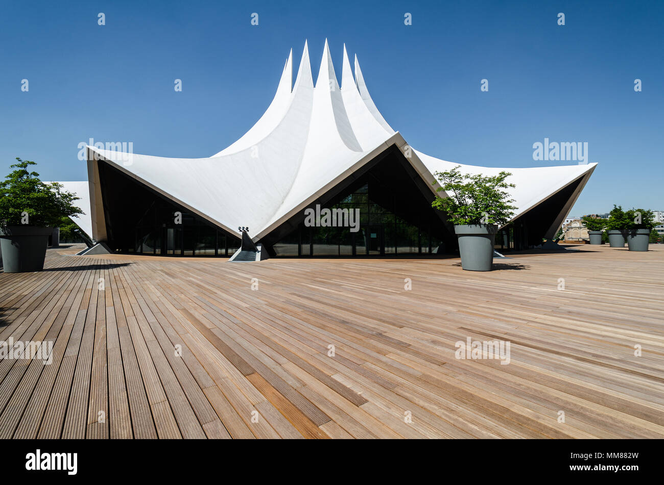 modern concert building in berlin, blue sky Stock Photo - Alamy