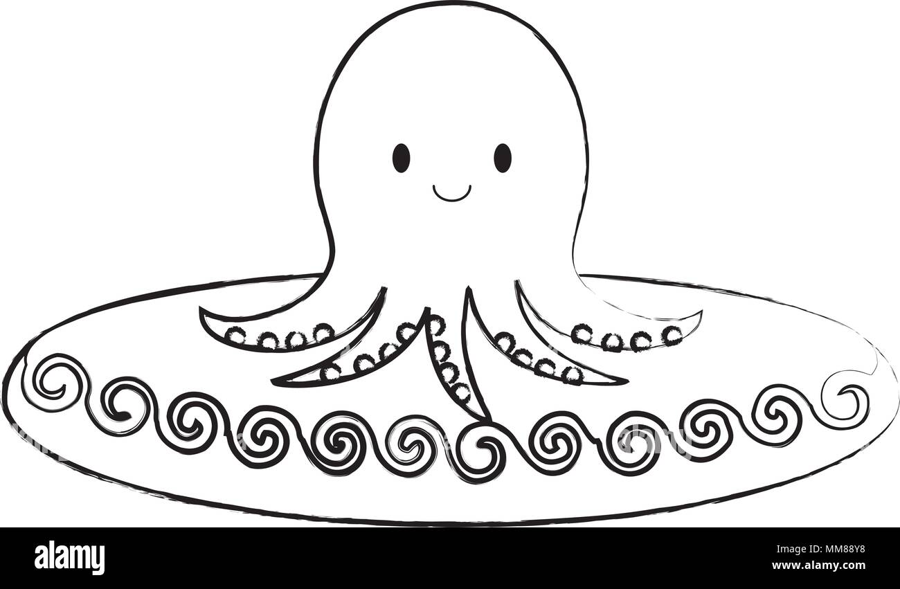 cute octopus icon over white background, vector illustration Stock ...