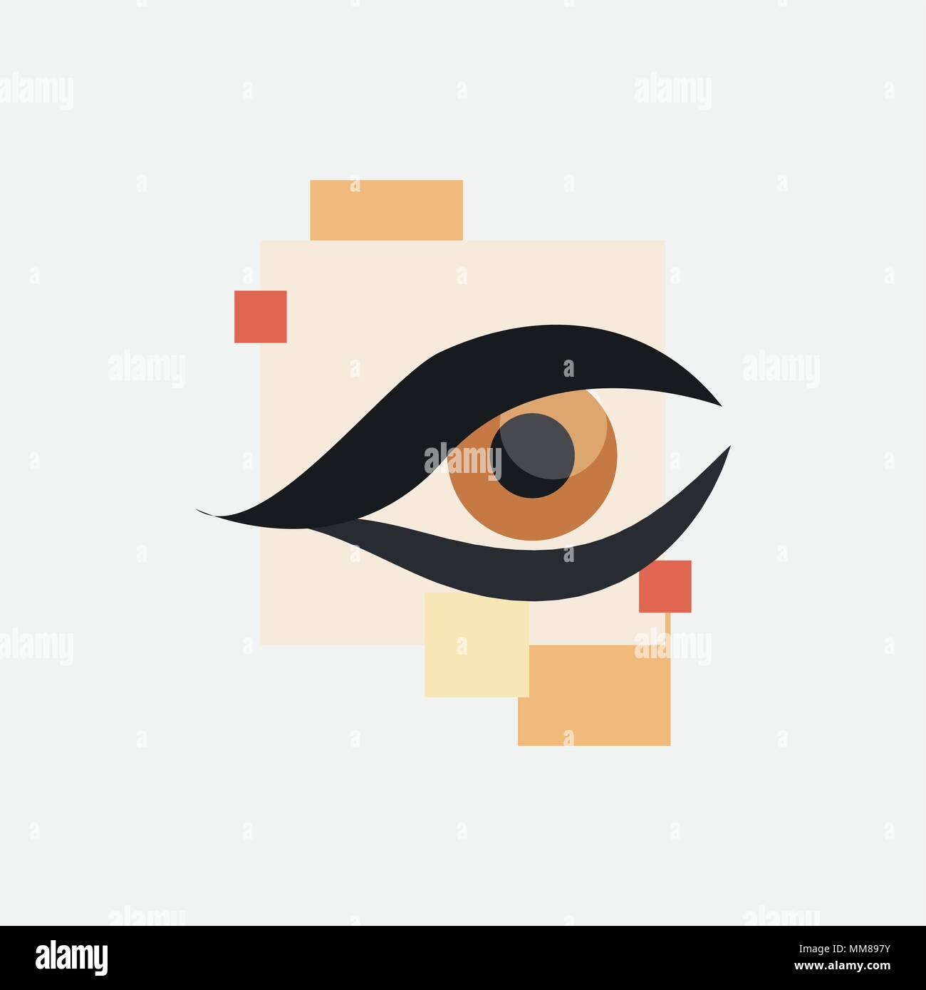 eye icon over colorful squares and white background, vector ...