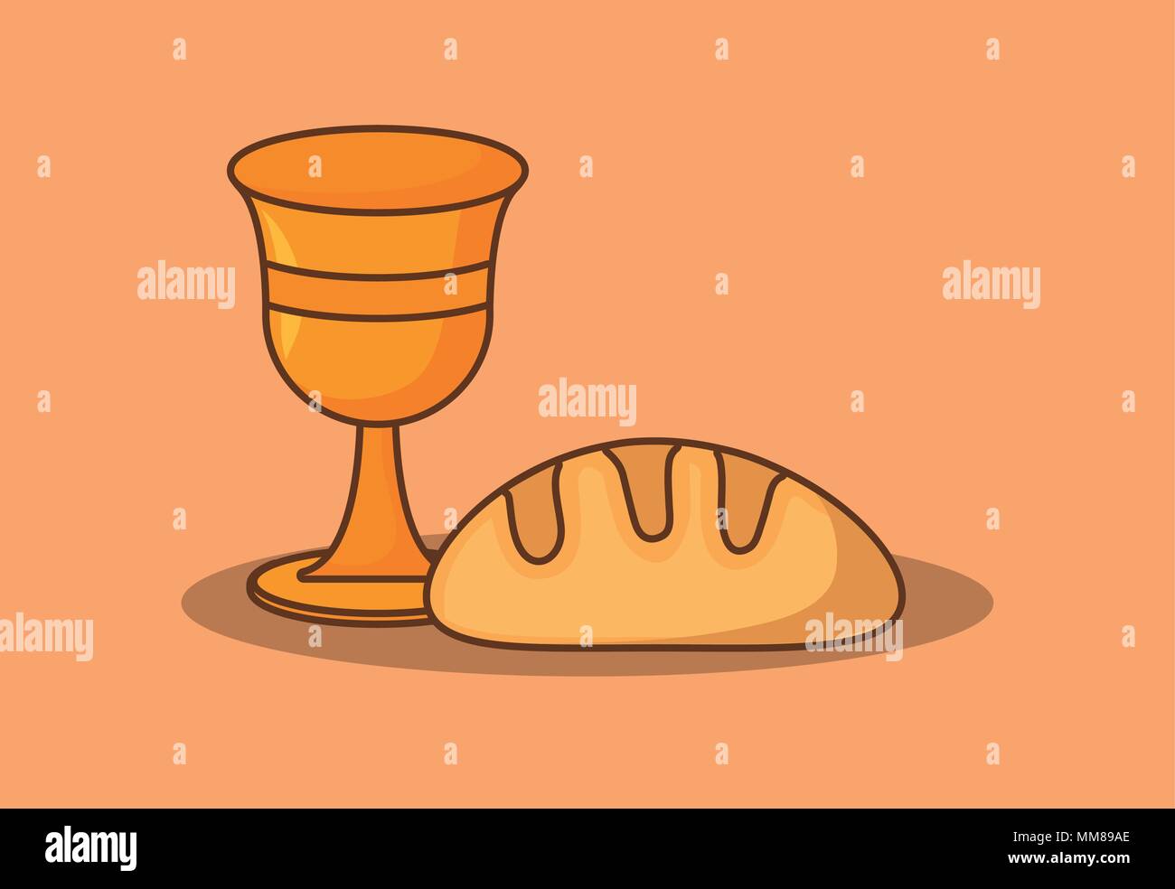 easter celebration design with holy grail and bread icon over ...