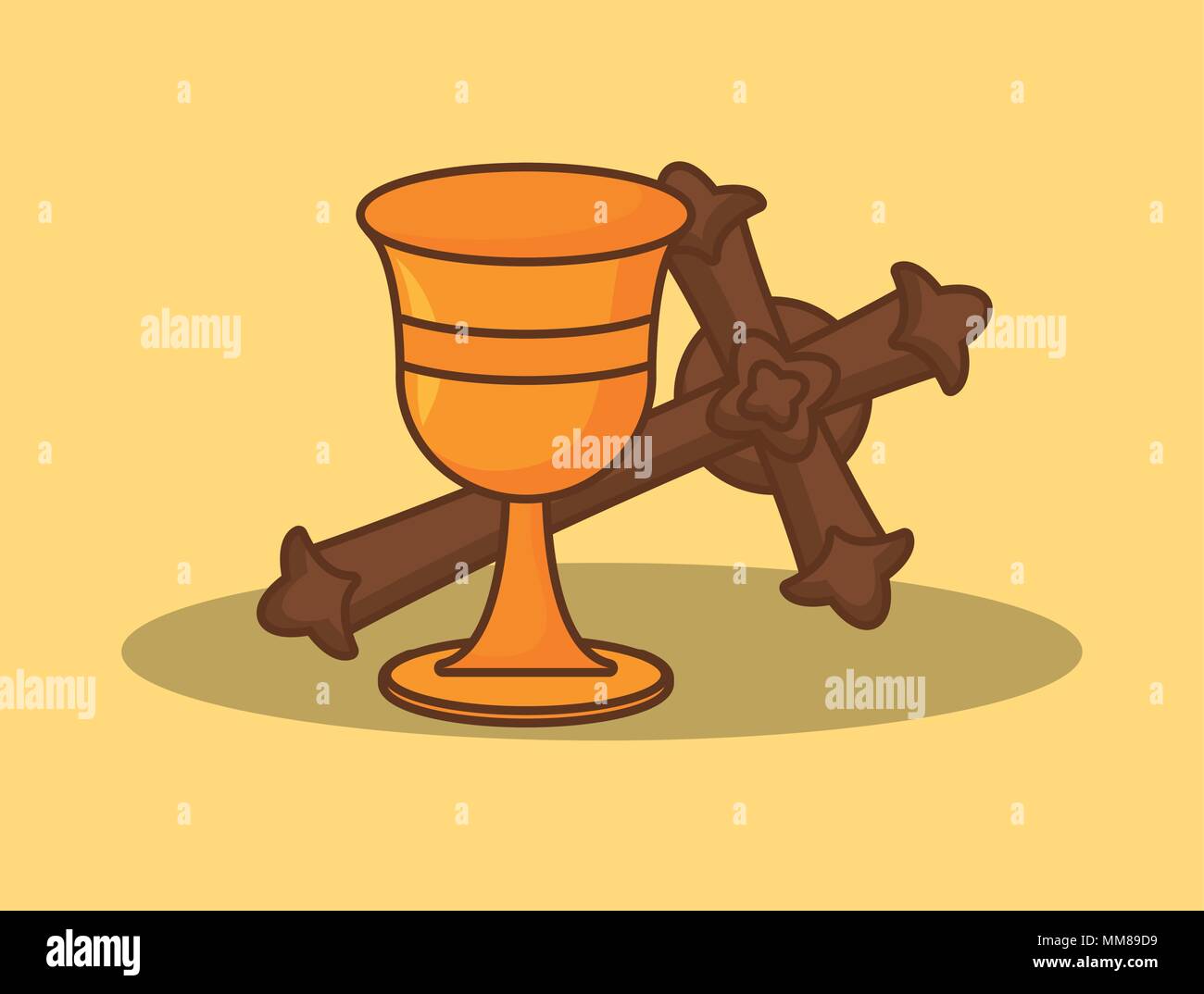 easter celebration design with holy grail and religious cross icon over ...