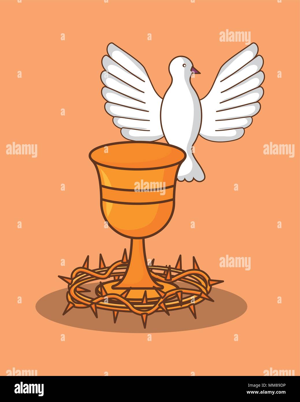 easter celebration design with holy grail icon over orange background ...