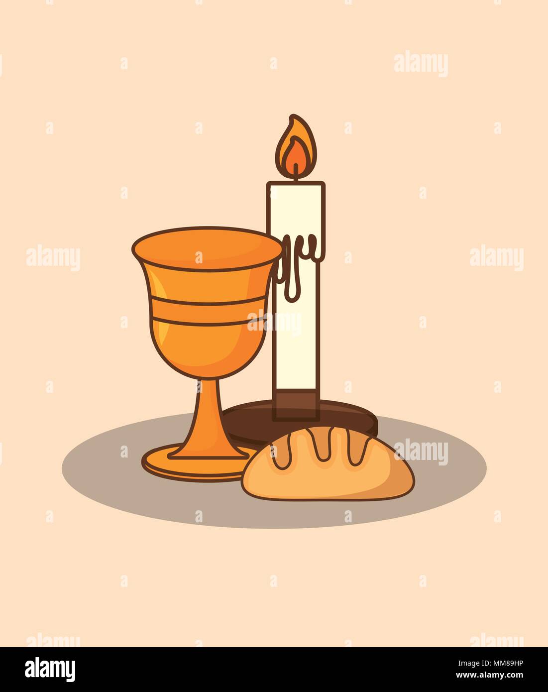easter celebration design with holy grail and candle over orange ...