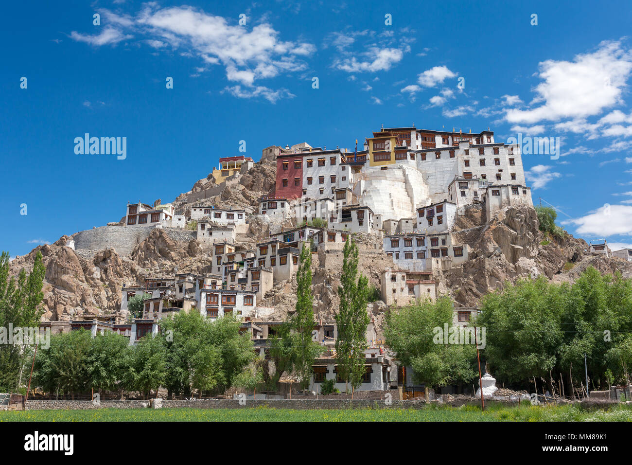 Spituk Monastery with view of Himalayas mountains. Spituk Gompa is a ...