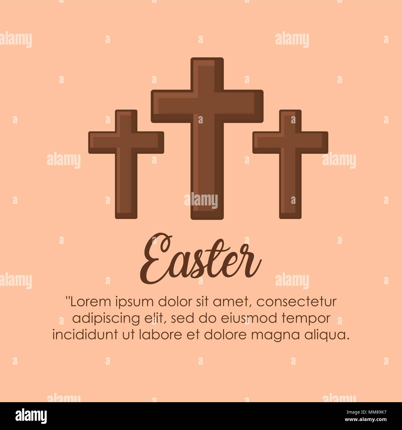 Infographic of easter design with religious crosses icon over orange ...