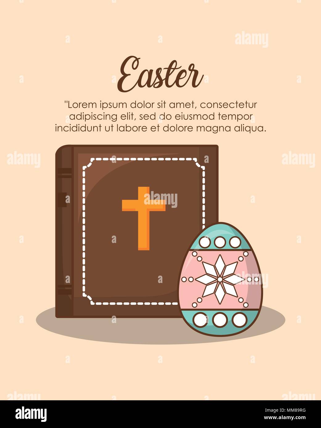 Infographic of easter design with bible and easter egg icon over pink ...