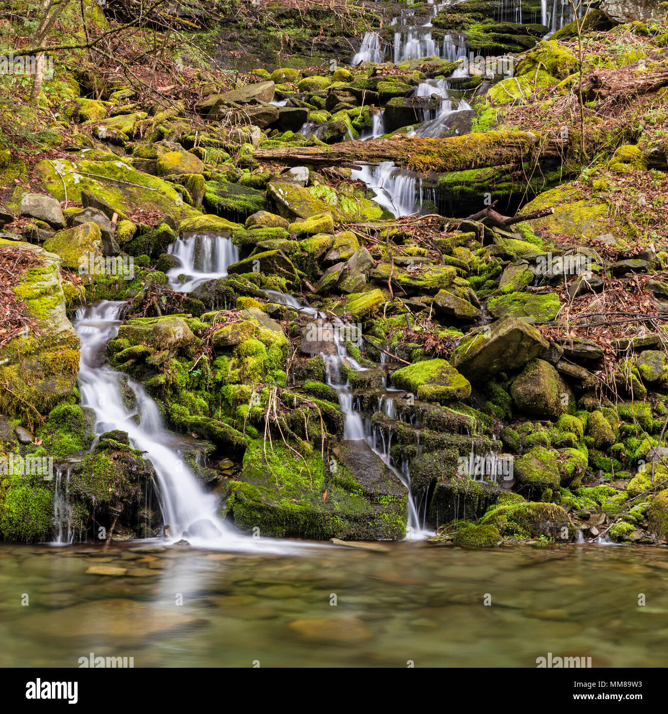 A seasonal waterfall near Peekamoose Blue Hole on Rondout Creek in ...