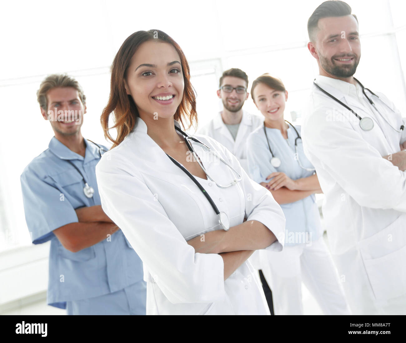 bottom view.professional team of doctors medical center Stock Photo - Alamy