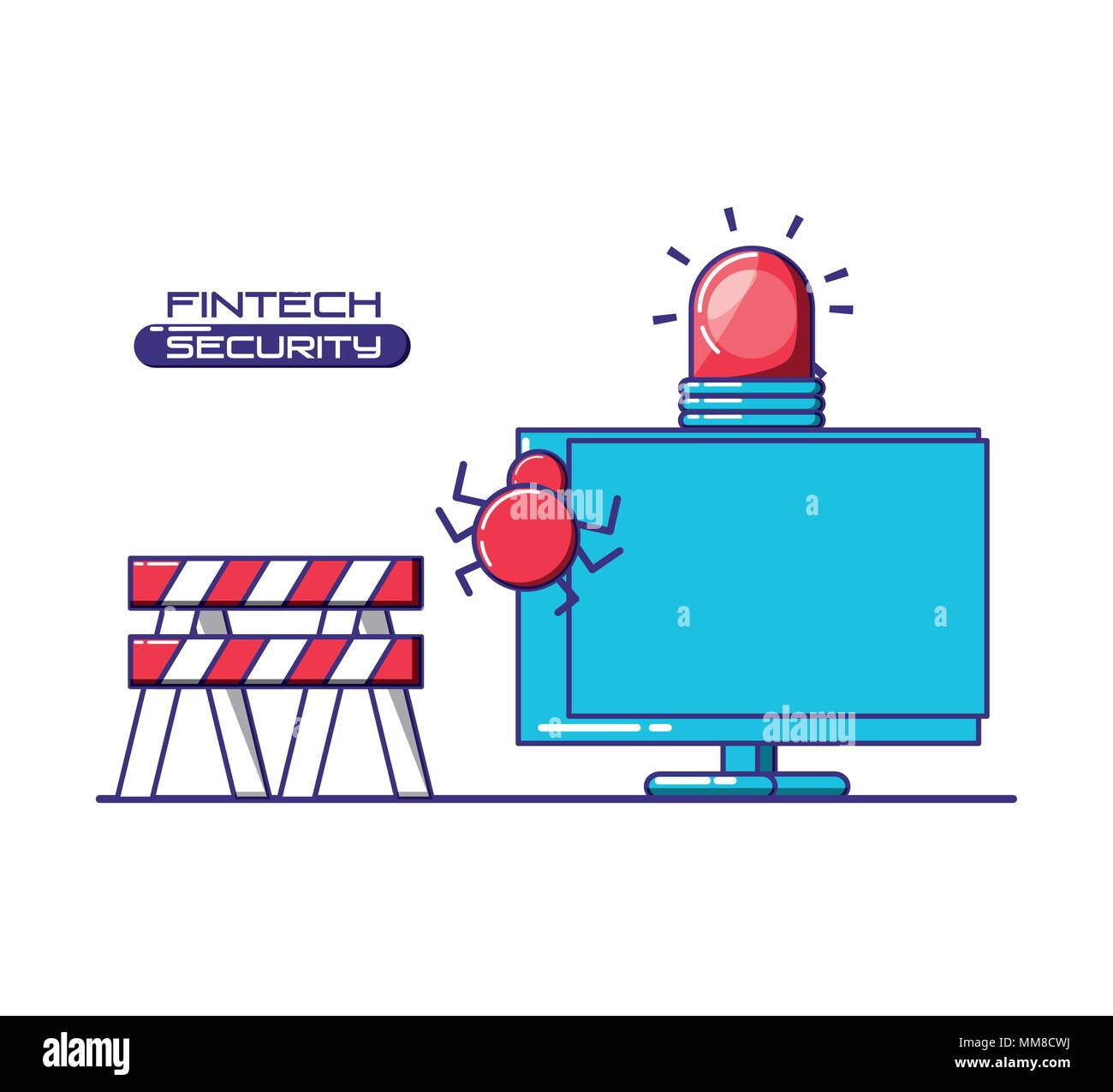 desktop computer with financial technology security vector illustration ...
