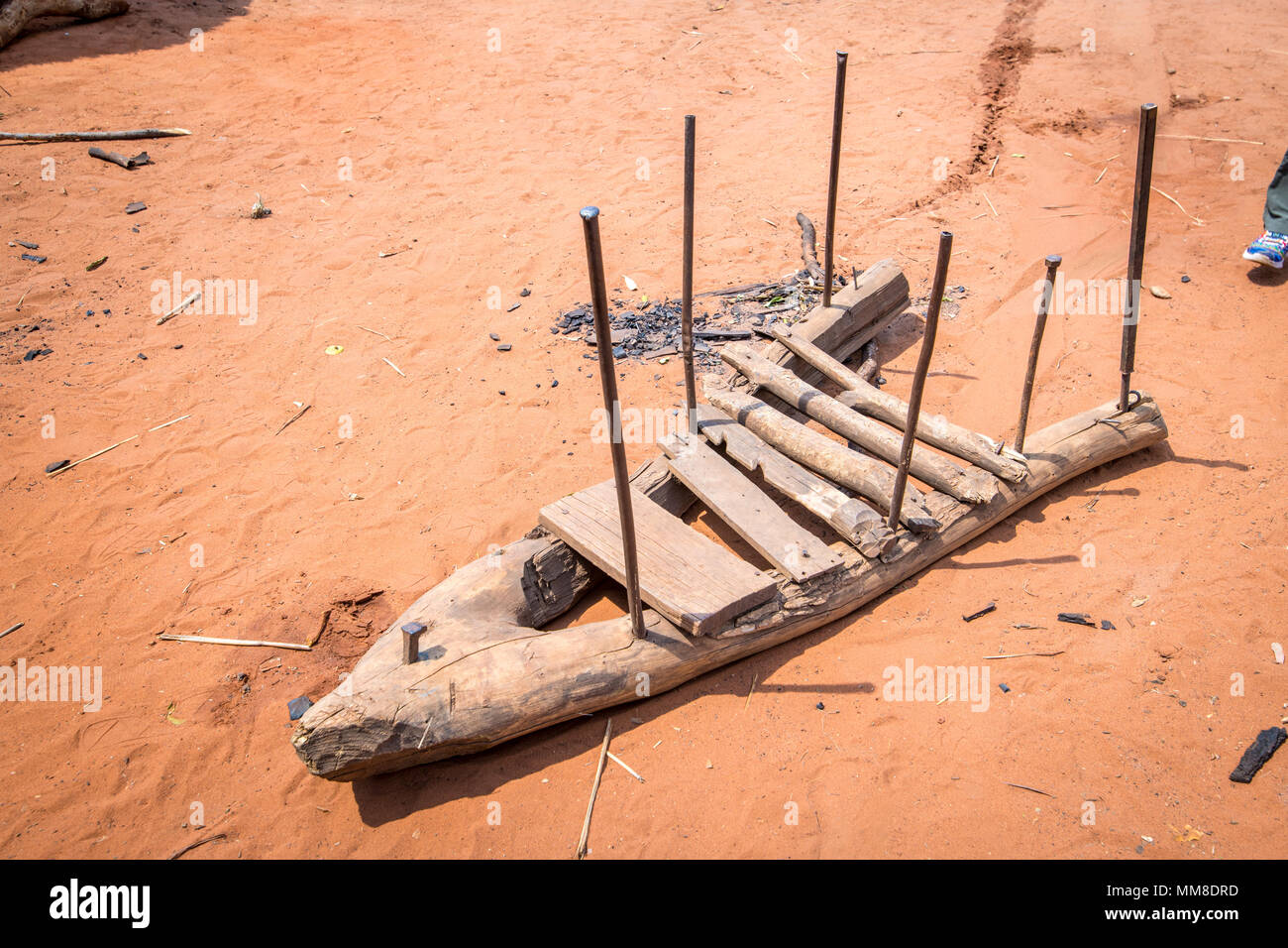 Crude wooden sled used to transport goods, Mukuni Village, Zambia Stock ...