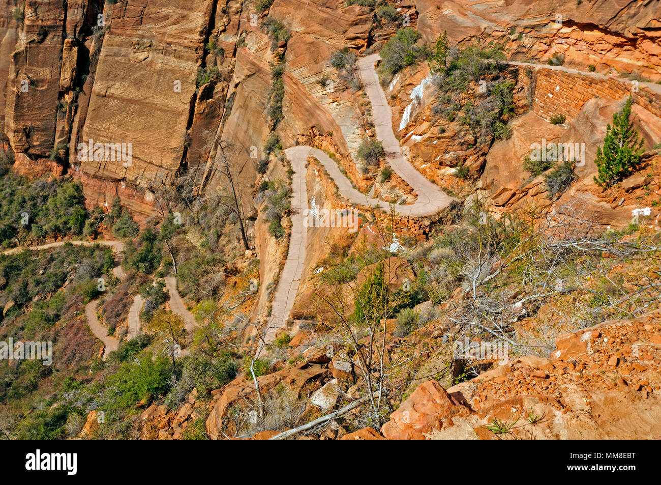 Switchbacks of the Angels Landing Trail in Zion National Park in Utah ...