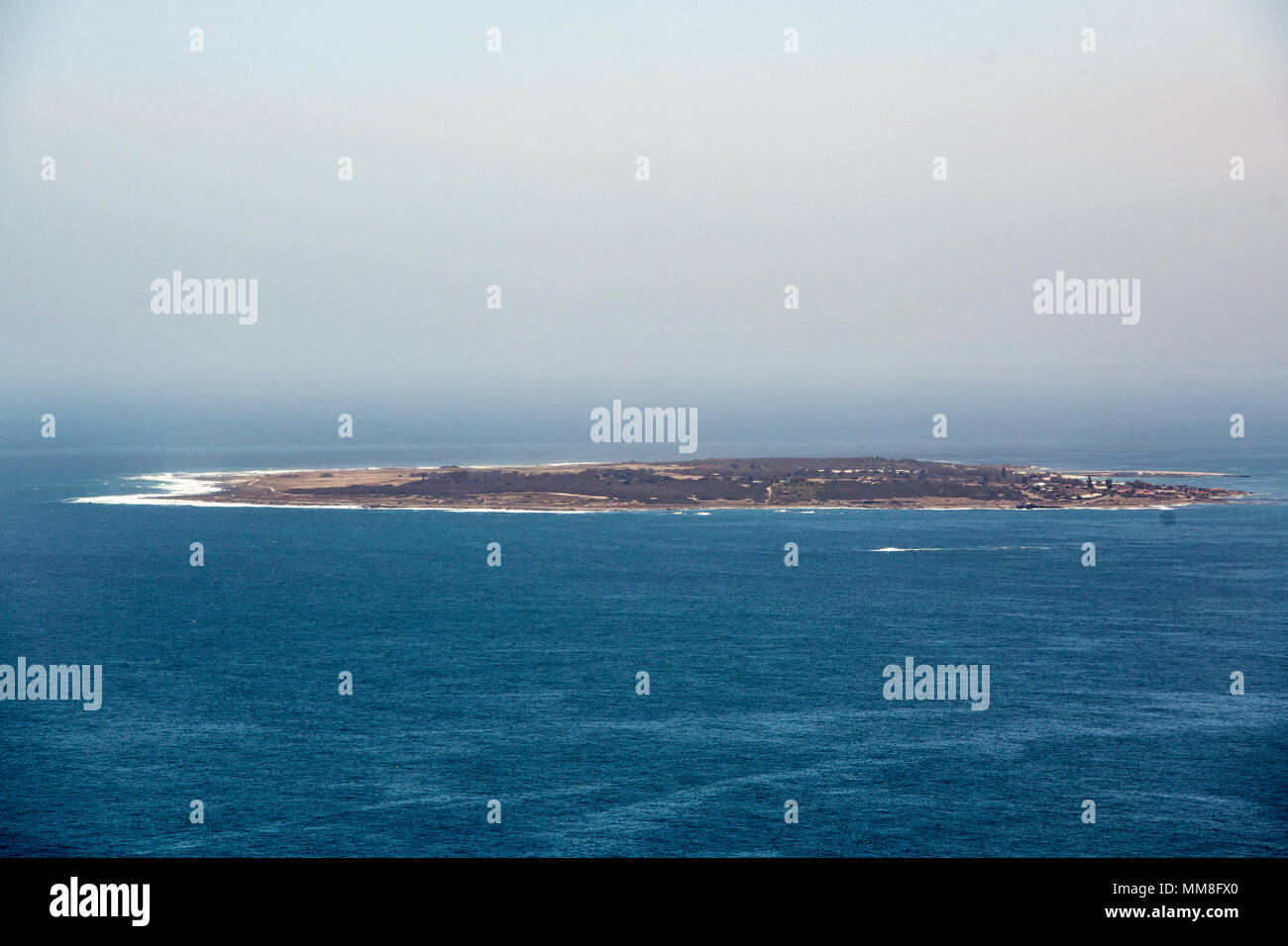 Elevated view of Robben Island in Cape Town, South Africa Stock Photo ...