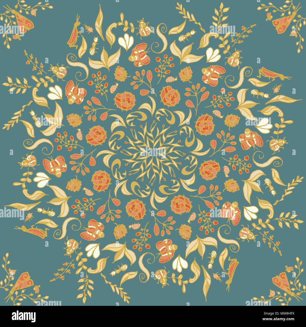 Ornamental blue flowers Stock Vector Images - Alamy