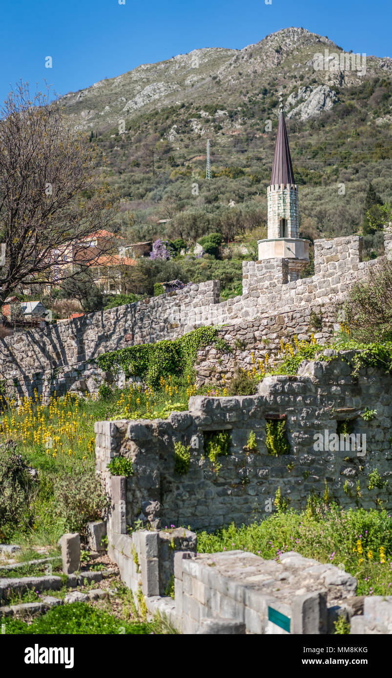 The ruins of the old citadel and city walls in Stari Bar town near Bar ...