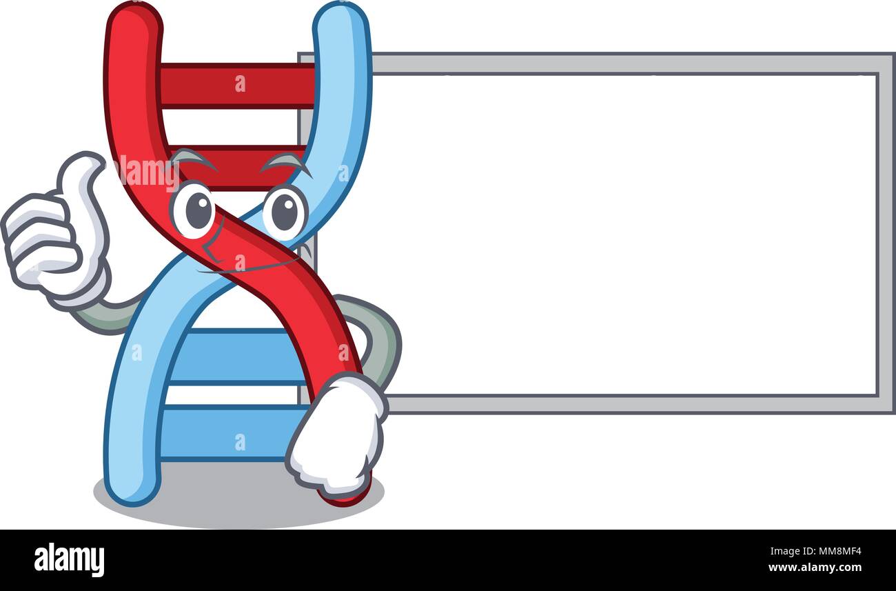 Thumbs up with board dna molecule character cartoon Stock Vector Image ...