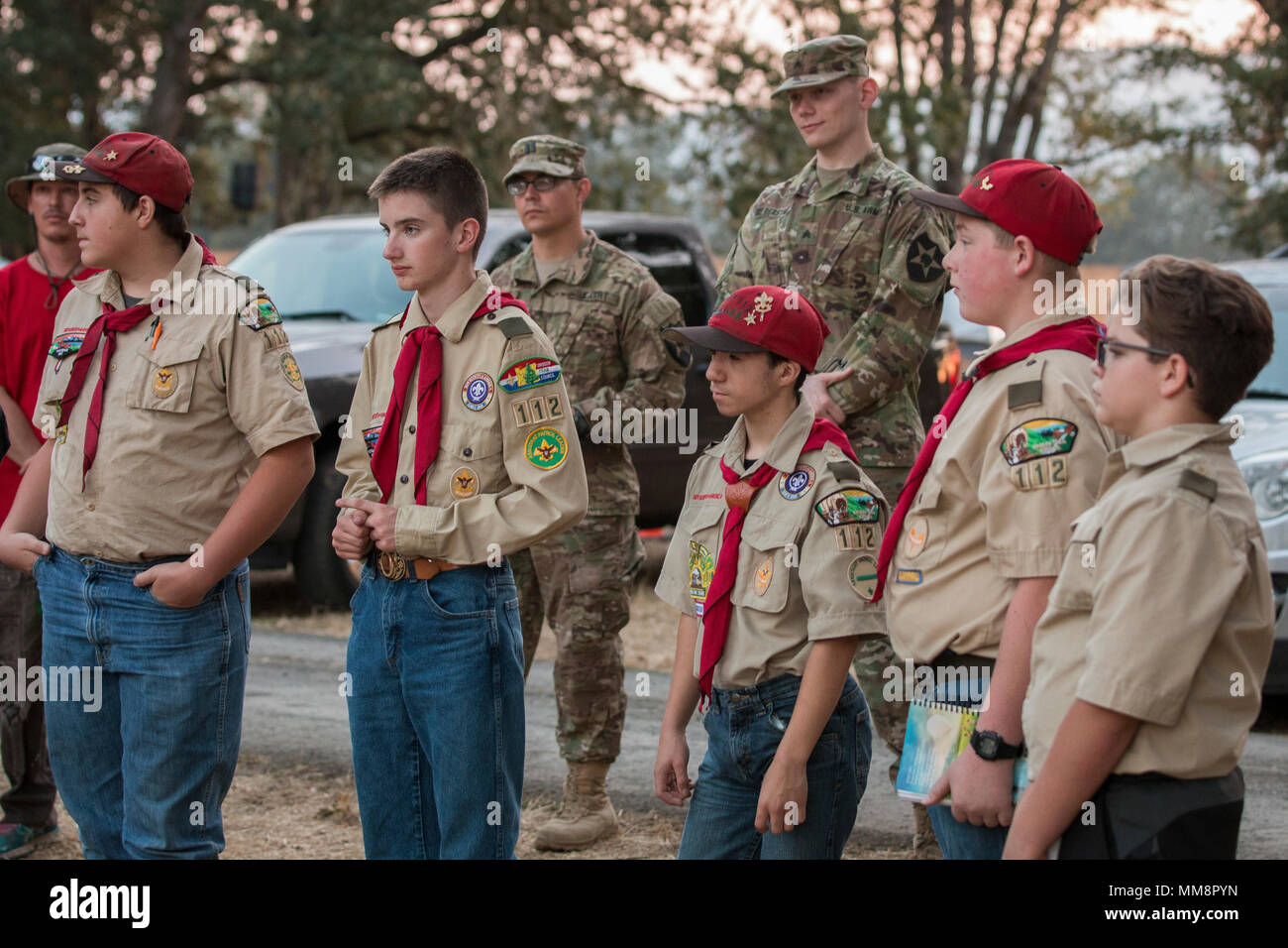 Boy scouts and local children from the Glide, Oregon, area visit the ...