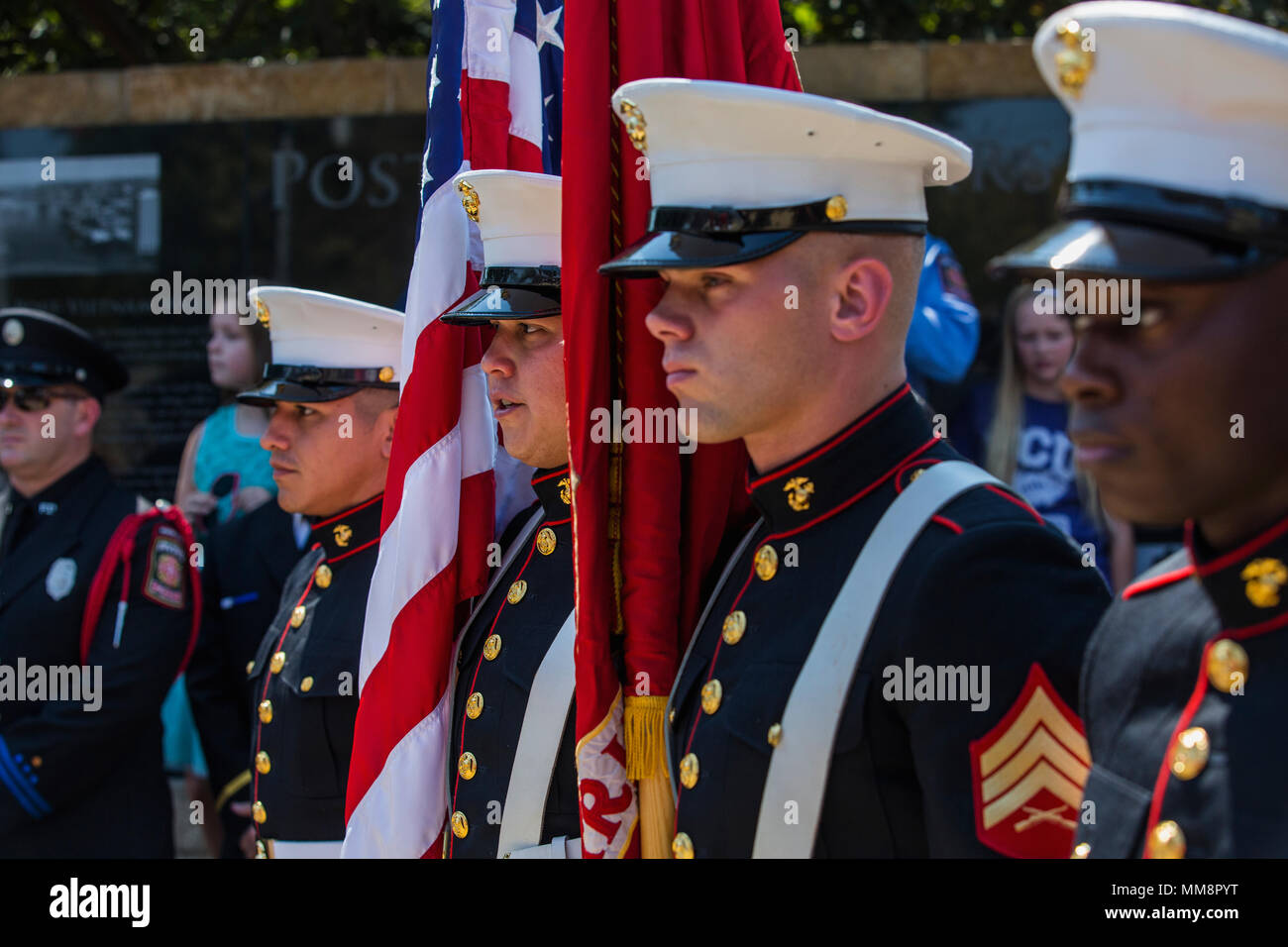 U.S. Marine Corps color guard from 8th Marine Corps District, Marine ...