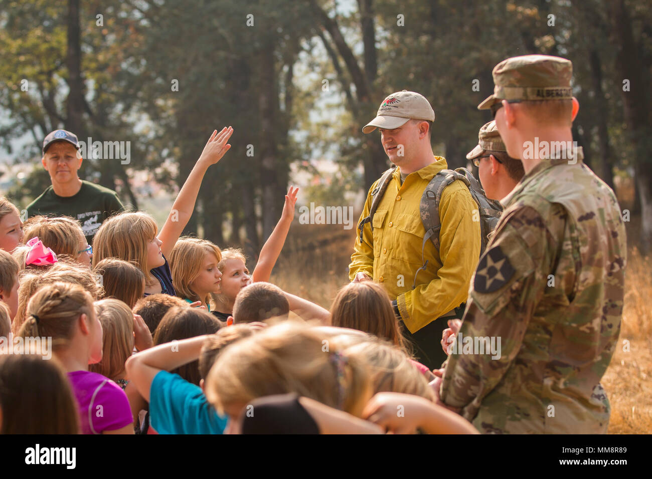 Boy scouts and local children from the Glide, Oregon, area visit the ...