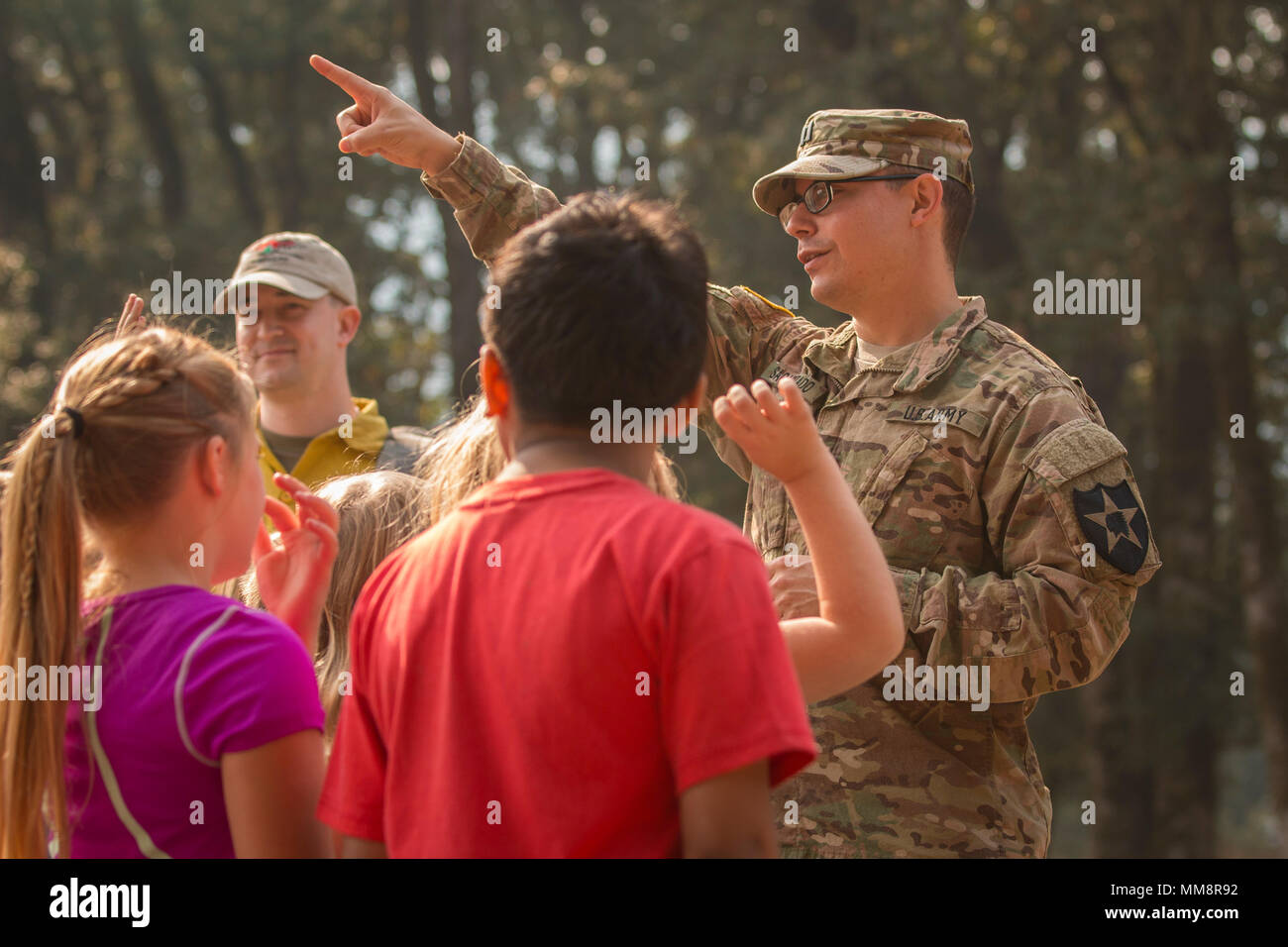 Boy scouts and local children from the Glide, Oregon, area visit the ...