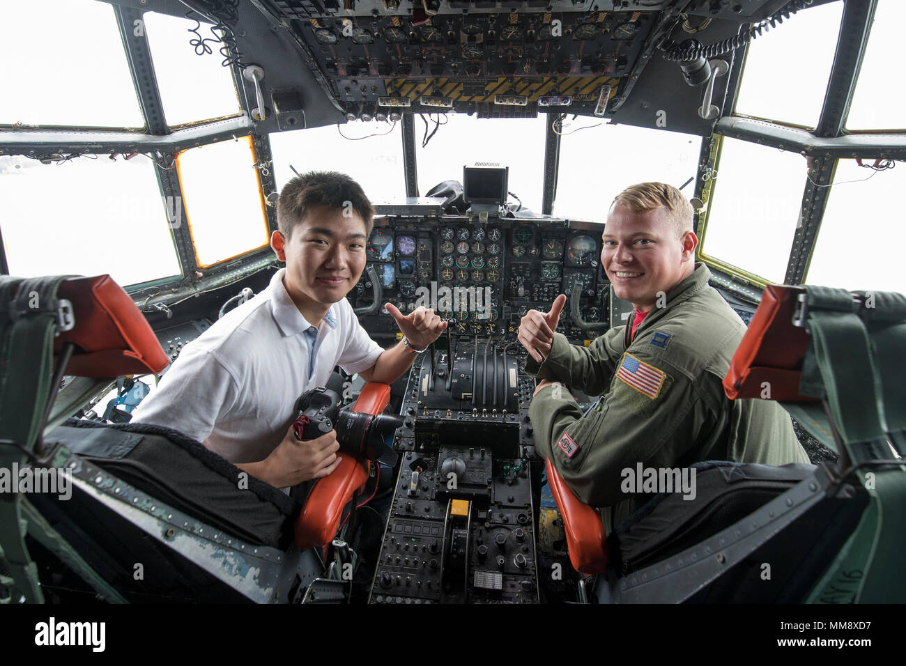Ryosuke Sato and Capt. Brendan Kerr, 36th Airlift Squadron C-130H ...
