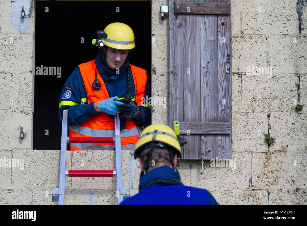 Members of Bundesanstalt Technisches Hilfswerk in Frankenthal, Germany ...