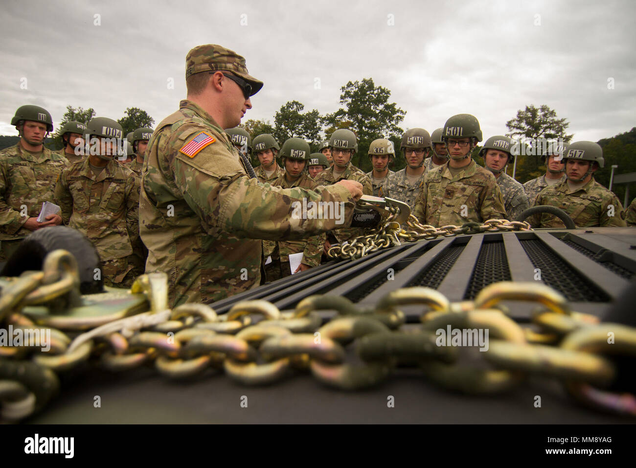 Air Assault Cadre, Corporal Carl Ratcliffe trains students on securing ...