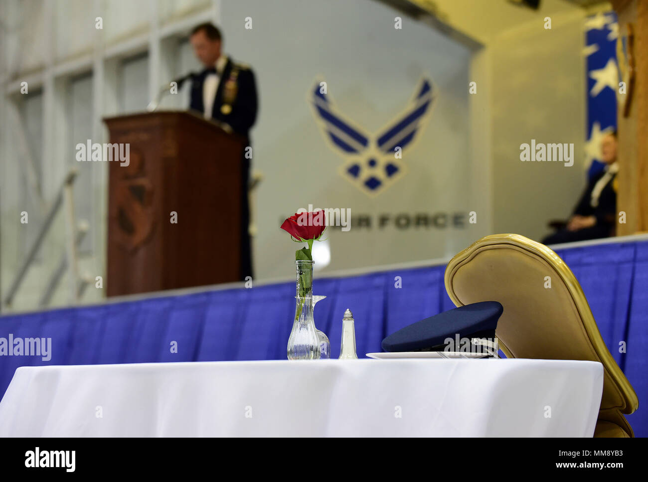 Col. Christopher Sage, 4th Fighter Wing commander, speaks during the ...