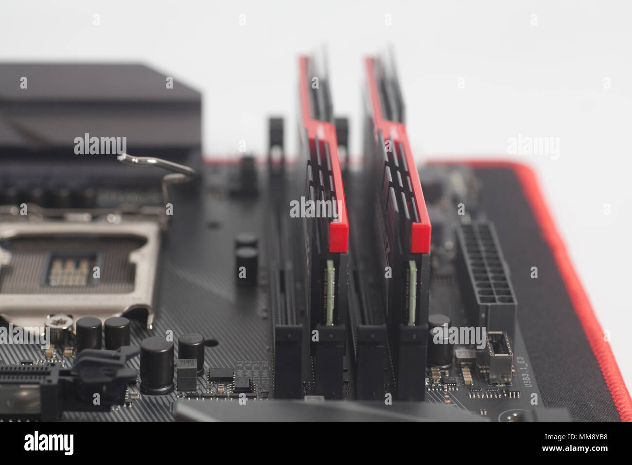 High performance DDR4 computer memory RAM on motherboard isolated on white Stock Photo - Alamy
