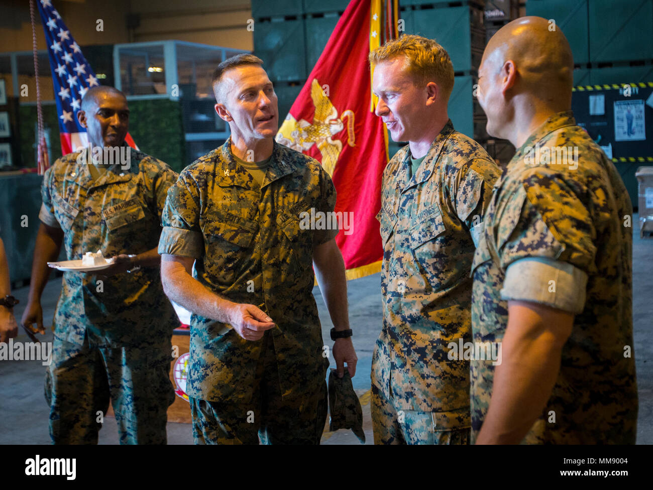 Col. Craig Doty, Marine Air Control Group 18 commanding officer, speaks ...