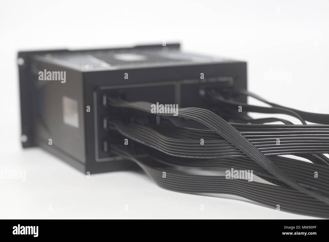 Computer Power Supply Unit with cable isolated on white background ...