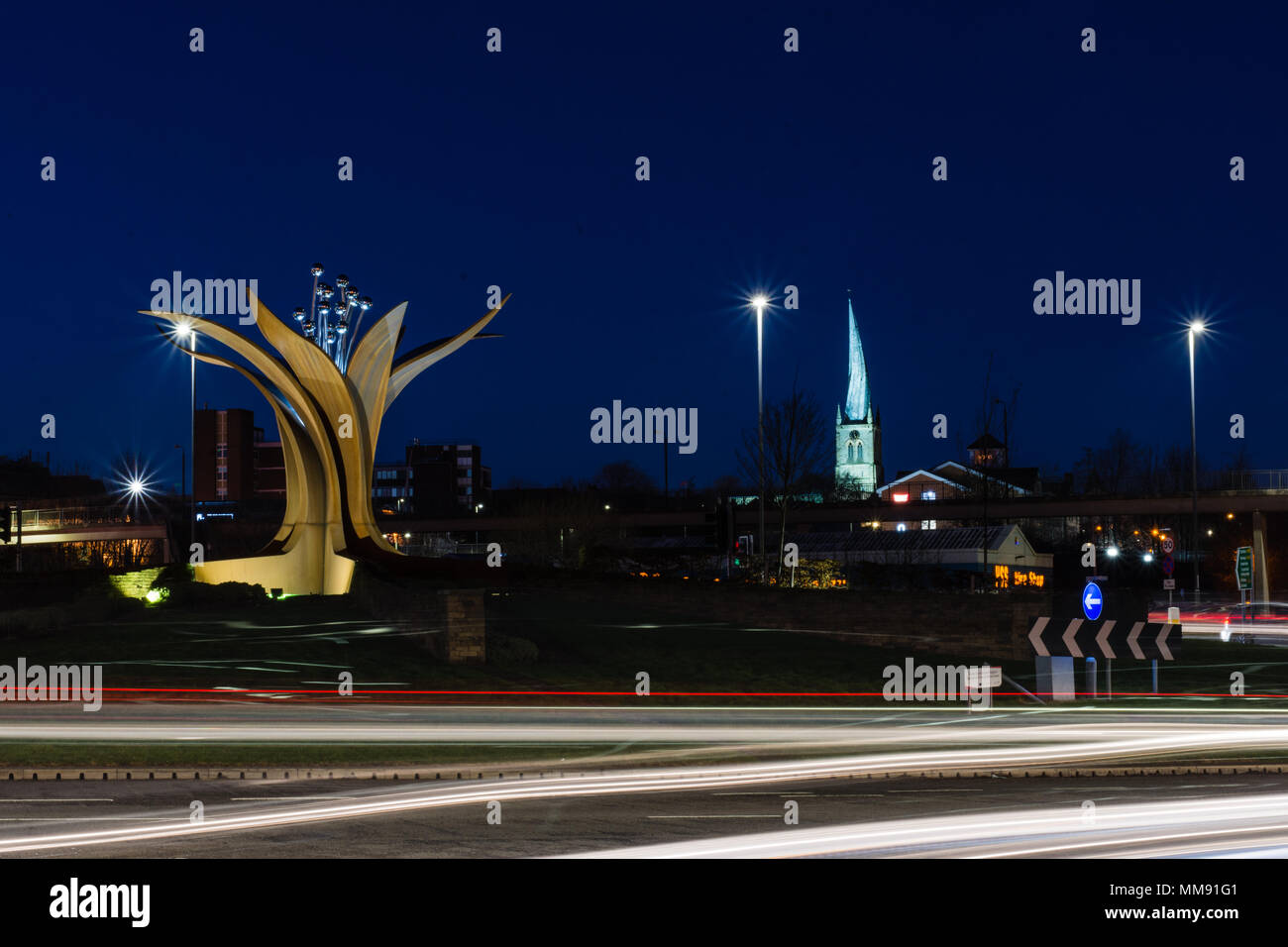 Chesterfield at Night Stock Photo - Alamy