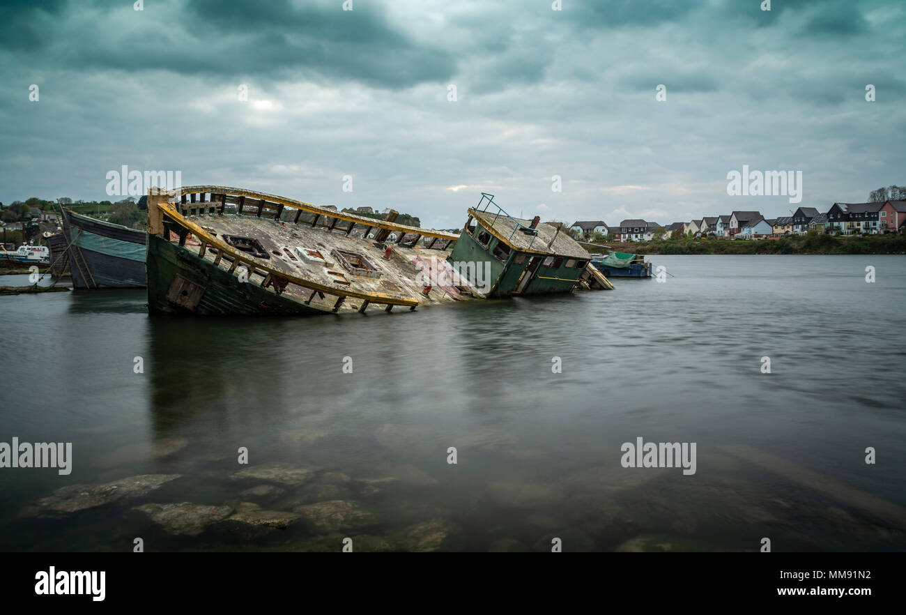 Shipwrecks at Hooe Lake, Plymouth, Devon Stock Photo - Alamy