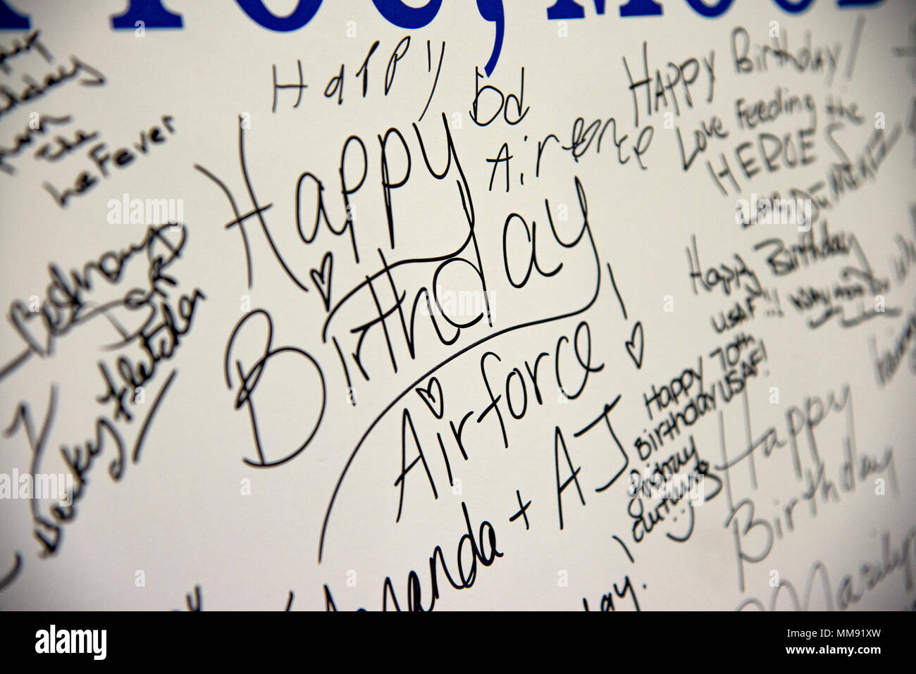 A board displays signatures from attendees during the annual Air Force ...