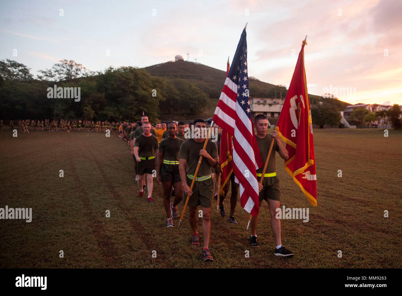 U.S. Marines and Sailors finish a 3-mile motivational run, Marine Corps ...