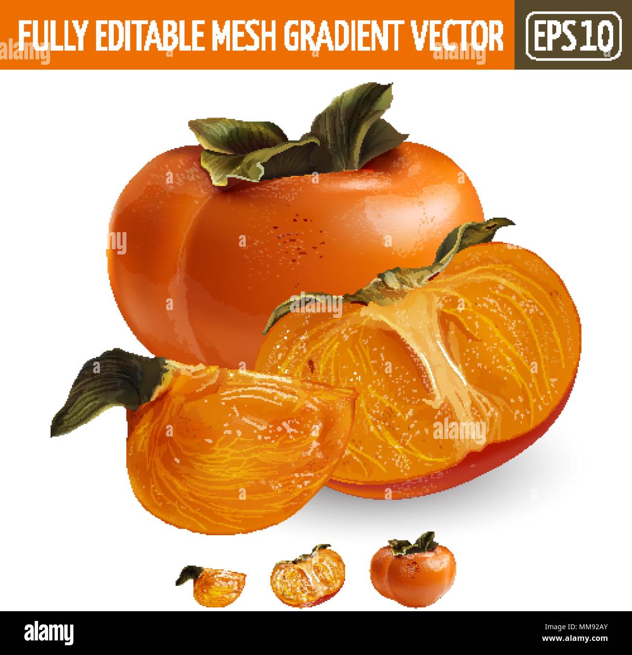 Fresh ripe persimmon on Stock Vector Images - Alamy