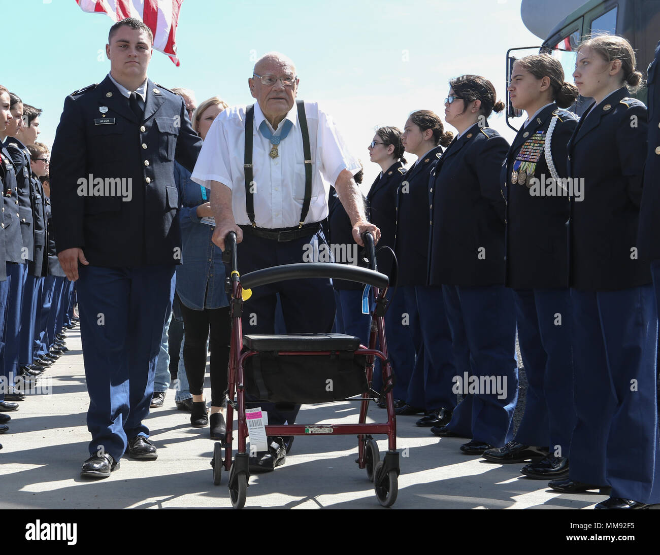 Retired Army Sgt. Maj. Bennie G. Adkins, recipient of the Medal of Honor for his actions in ...