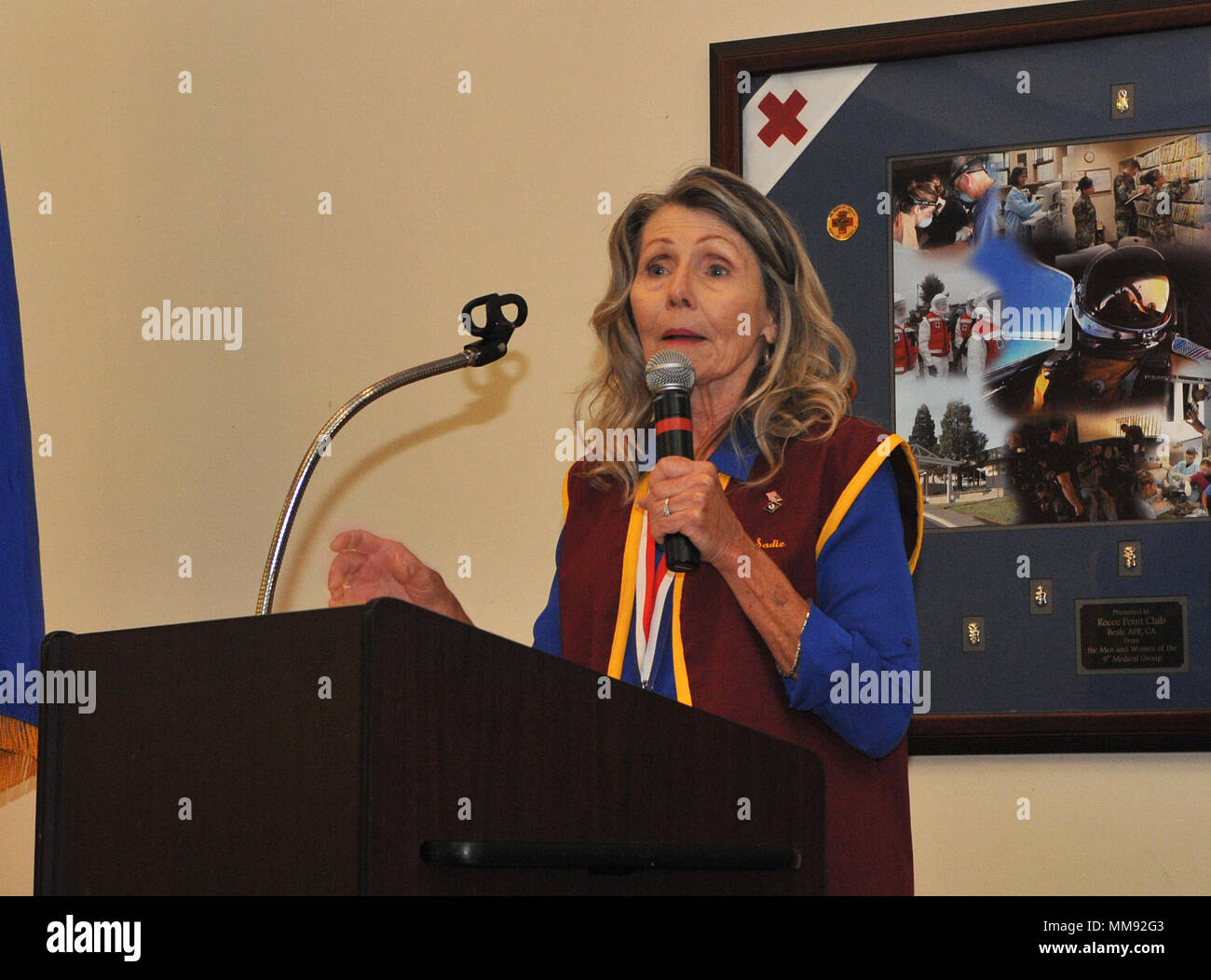 Sadie Moles, a former prisoner of war, speaks during a POW/MIA ...