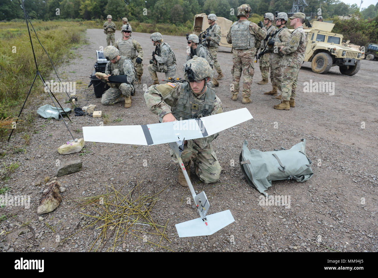 Members of the 19th Engineers Battalion assemble and launch a drone ...