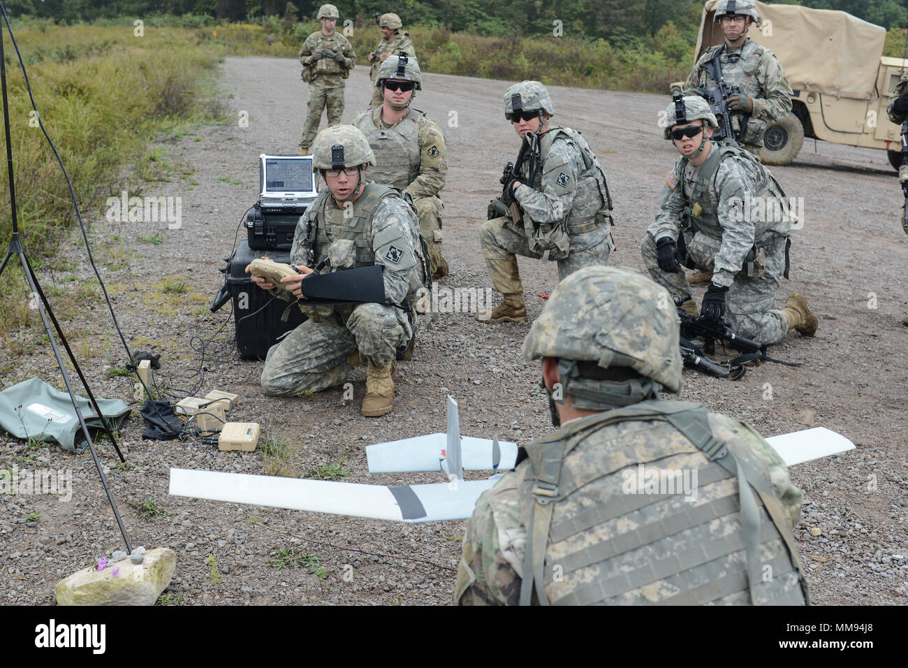 Members of the 19th Engineers Battalion assemble and launch a drone ...